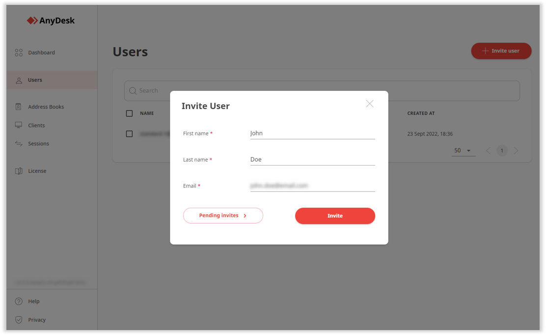 Invite users to a team